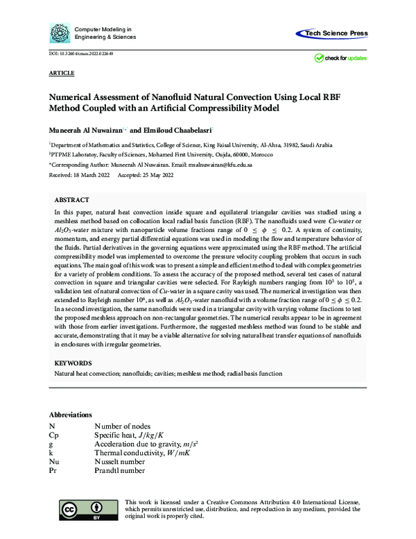 (PDF) Numerical Assessment of Nanofluid Natural Convection Using Local RBF Method Coupled with ...