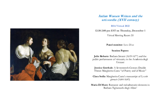 (PDF) Italian Women Writers and the arti sorelle - RSA Virtual