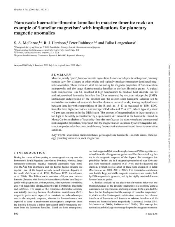 (PDF) Nanoscale haematite–ilmenite lamellae in massive ilmenite rock ...