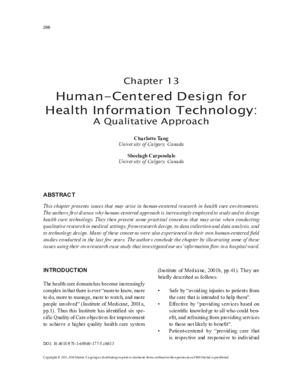 (PDF) Human-Centered Design for Health Information Technology