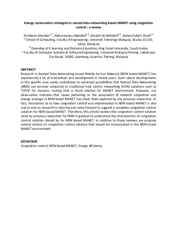 Pdf Energy Conservation Strategies In Named Data Networking Based