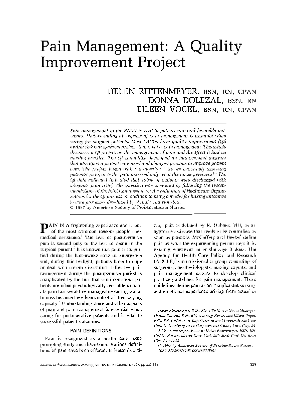 (PDF) Pain management: A quality improvement project