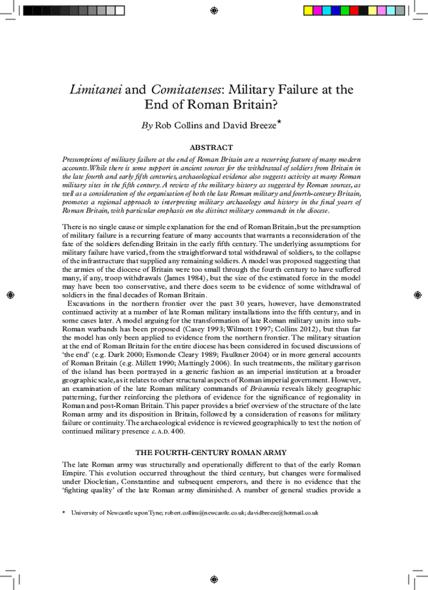 (PDF) Limitanei and Comitatenses: Military Failure at the End of Roman ...