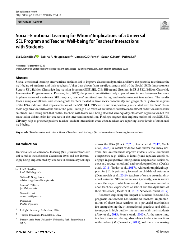 (PDF) Social–Emotional Learning for Whom? Implications of a Universal ...