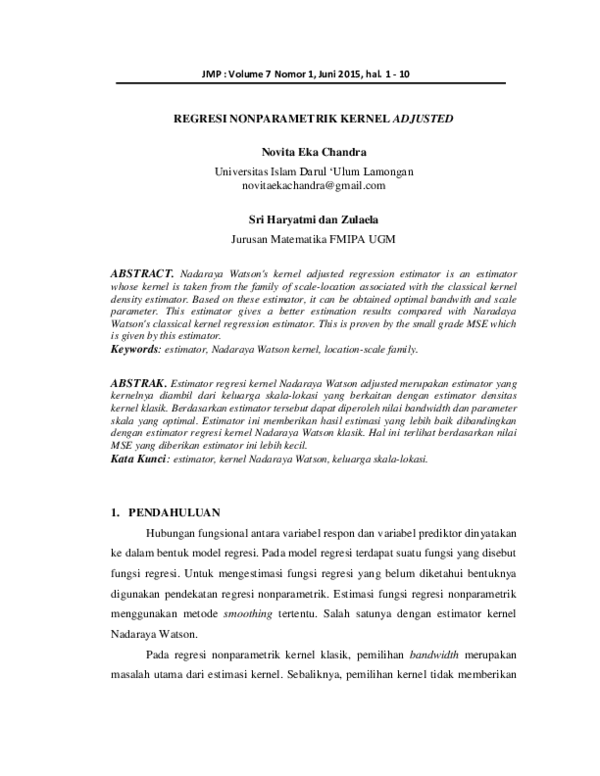 (PDF) Regresi Nonparametrik Kernel Adjusted