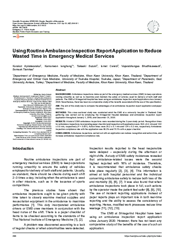 (PDF) Using Routine Ambulance Inspection Report Application to Reduce ...