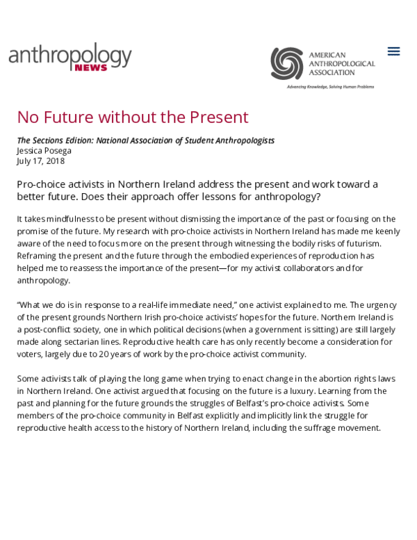 (PDF) No Future without the Present