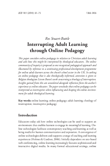 (PDF) Interrupting Adult Learning through Online Pedagogy