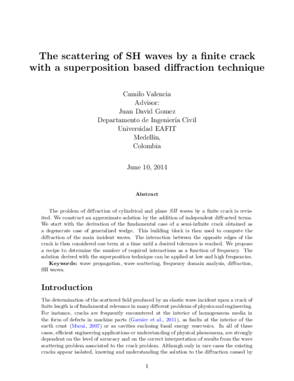 (PDF) The scattering of SH waves by a finite crack with a superposition ...