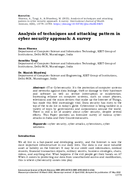 (PDF) Analysis of techniques and attacking pattern in cyber security approach