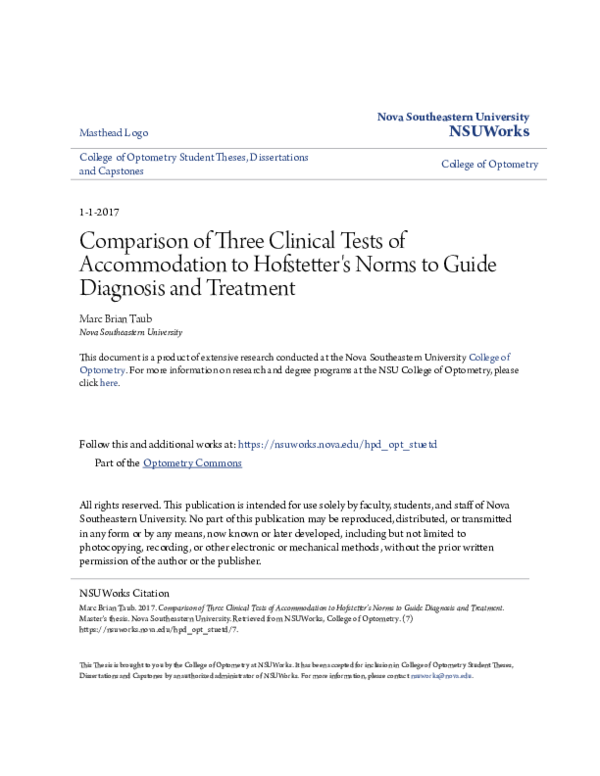 (PDF) A comparison of three clinical tests of accommodation to ...