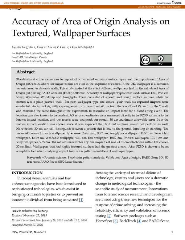 (PDF) Accuracy of Area of Origin Analysis on Textured, Wallpaper Surfaces