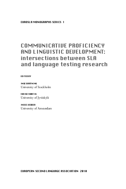 (PDF) COMMUNICATIVE PROFICIENCY AND LINGUISTIC DEVELOPMENT ...