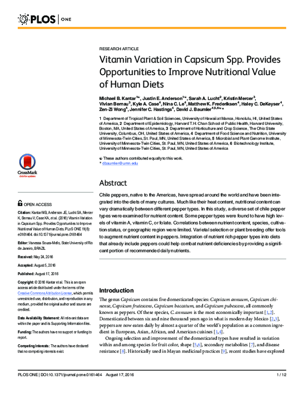 (PDF) Vitamin Variation in Capsicum Spp. Provides Opportunities to ...