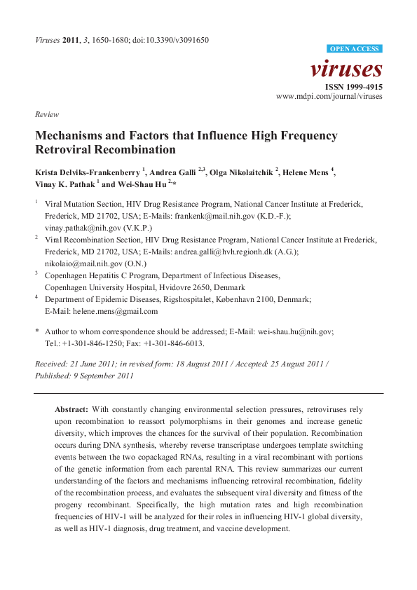 (PDF) Mechanisms and Factors that Influence High Frequency Retroviral ...