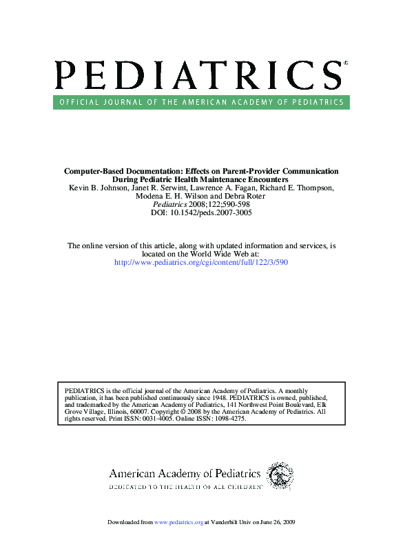 (PDF) Computer-Based Documentation: Effects on Parent-Provider ...