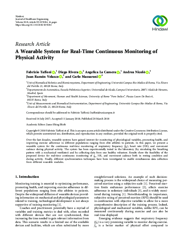 (PDF) A Wearable System for Real-Time Continuous Monitoring of Physical ...