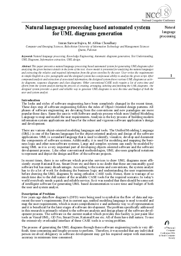 (PDF) Natural Language Processing based Automated System for UML ...