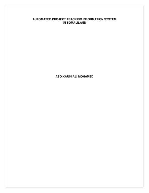 (PDF) AUTOMATED PROJECT TRACKING INFORMATION SYSTEM IN SOMALILAND