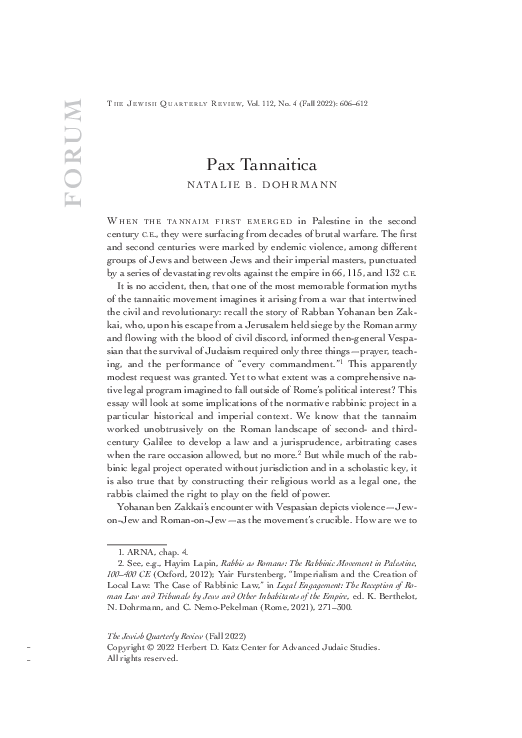(PDF) Pax Tannaitica