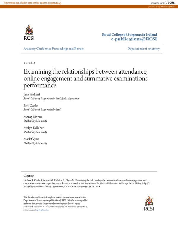 (PDF) Examining the relationships between attendance, online engagement ...