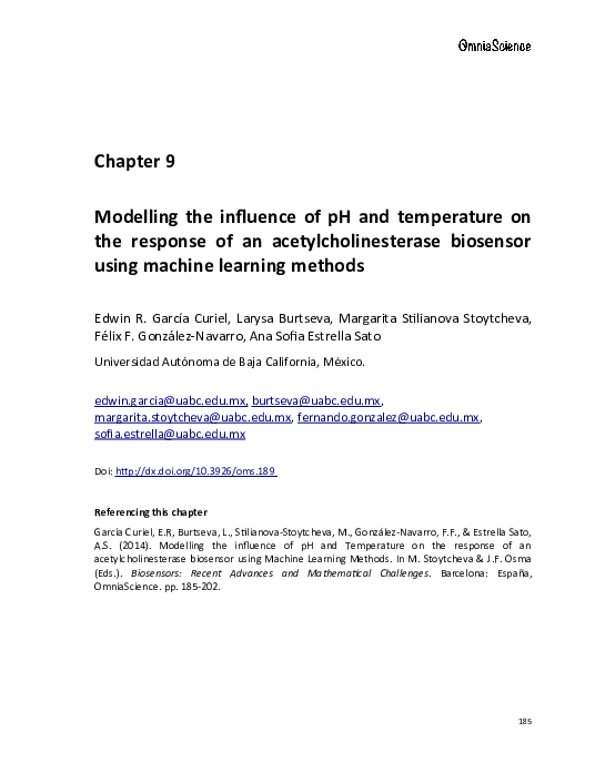 (PDF) Modelling the influence of pH and Temperature on the response of an acetylcholinesterase ...