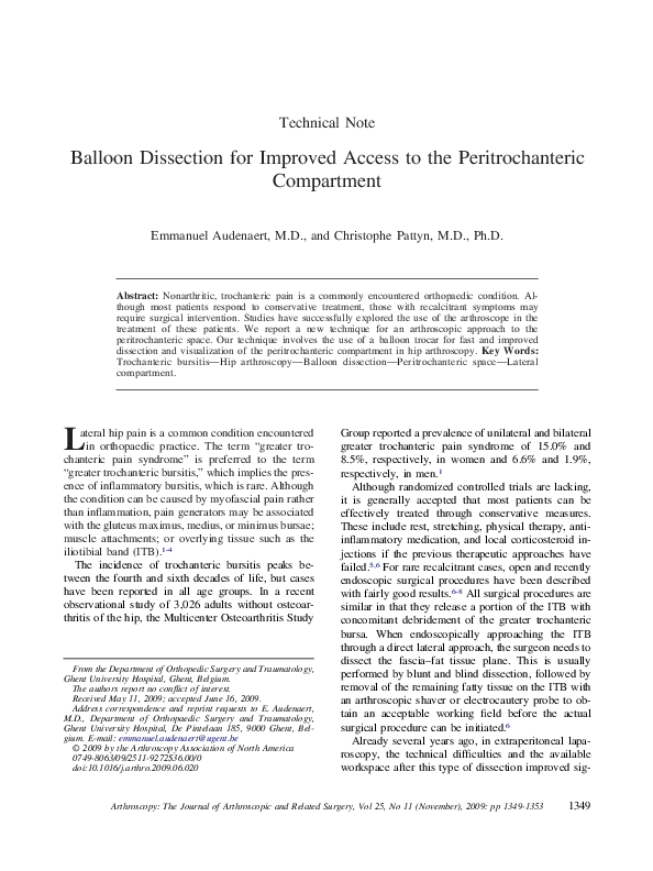 (PDF) Balloon Dissection for Improved Access to the Peritrochanteric ...