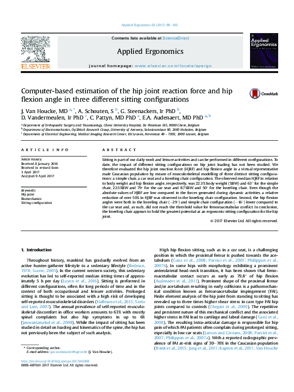 Pdf Computer Based Estimation Of The Hip Joint Reaction Force And Hip