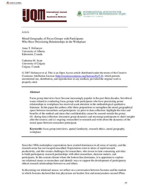 (PDF) Moral Geography of Focus Groups with Participants Who Have ...