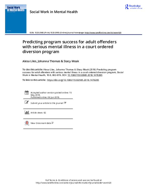(PDF) Predicting program success for adult offenders with serious ...