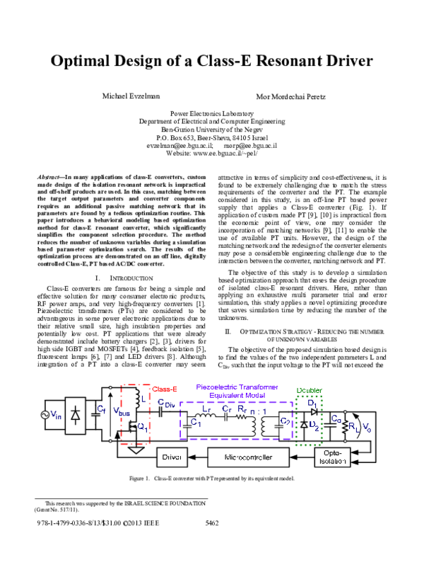 (PDF) Optimal design of a class-E resonant driver