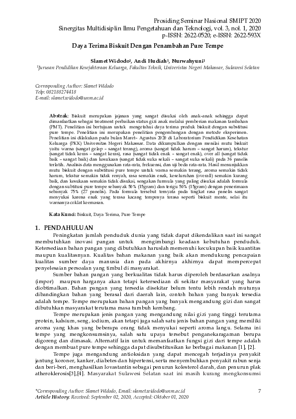 (PDF) Daya Terima Biskuit Dengan Penambahan Pure Tempe