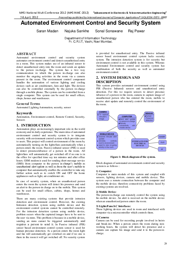 (PDF) Automated Environment Control and Security System
