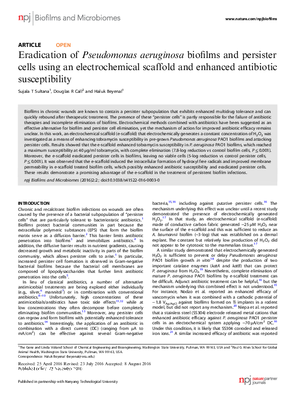 (PDF) Eradication of Pseudomonas aeruginosa biofilms and persister cells using an ...