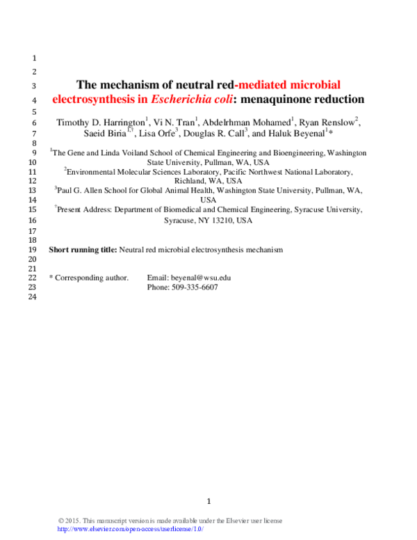 (PDF) The mechanism of neutral red-mediated microbial electrosynthesis ...