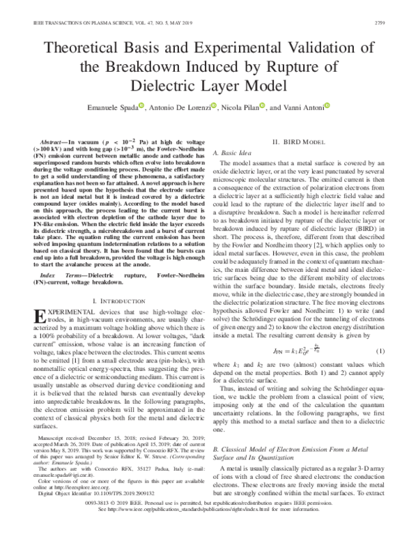 (PDF) Theoretical Basis and Experimental Validation of the Breakdown ...