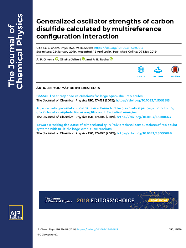 (PDF) Generalized oscillator strengths of carbon disulfide calculated by multireference ...