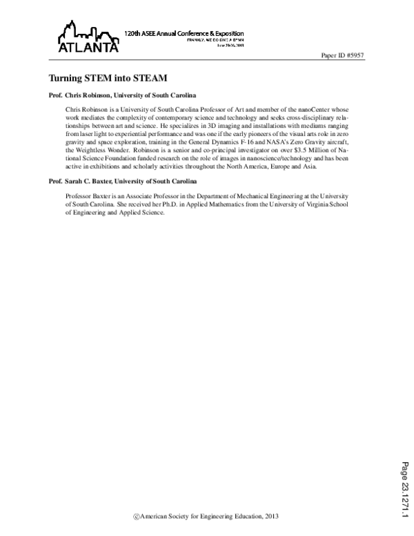 (PDF) Turning STEM into STEAM