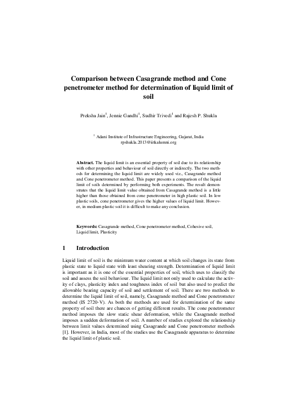 (PDF) Comparison Between Casagrande Method and Cone Penetrometer Method ...
