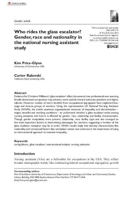 (PDF) Who rides the glass escalator? Gender, race and nationality in ...