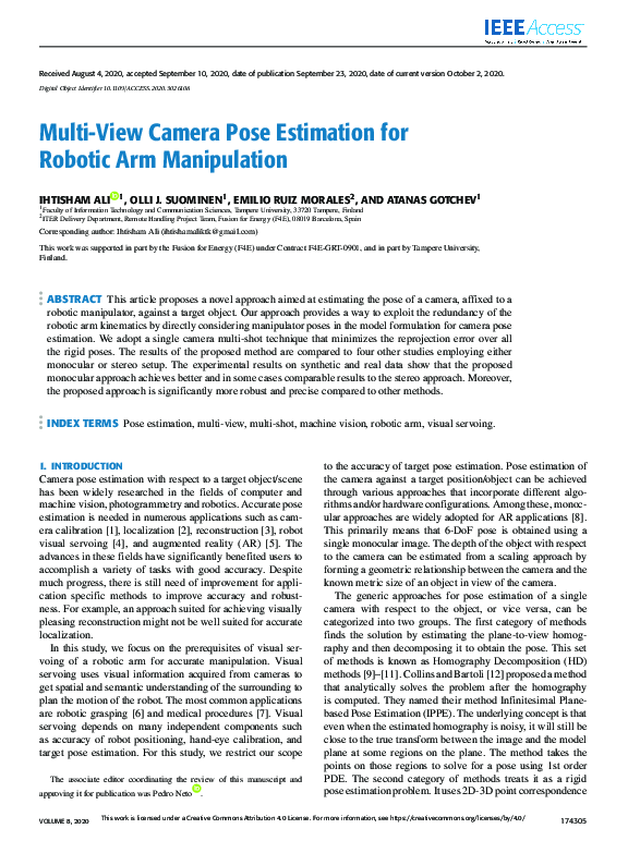 (PDF) Multi-View Camera Pose Estimation for Robotic Arm Manipulation | ihtisham ali - Academia.edu
