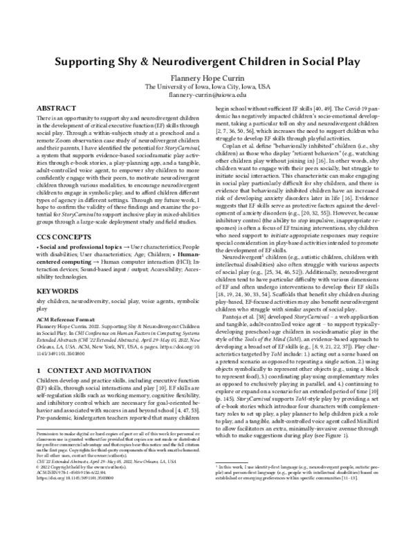 (PDF) Supporting Shy & Neurodivergent Children in Social Play