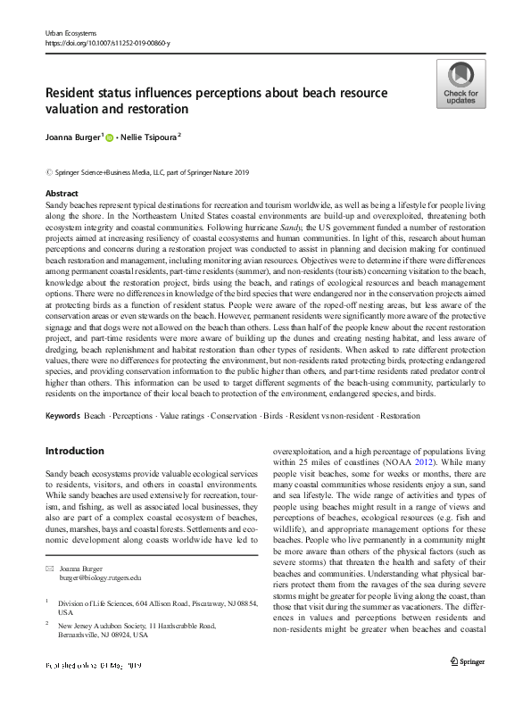 (PDF) Resident status influences perceptions about beach resource ...