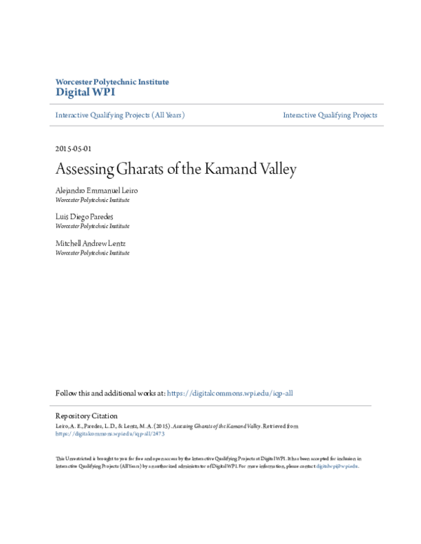 (PDF) Assessing Gharats of the Kamand Valley