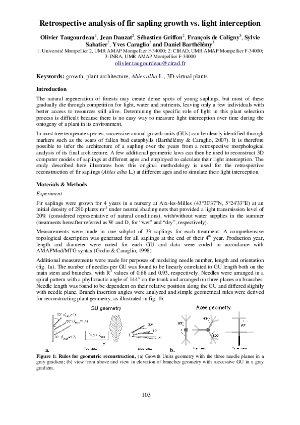 (PDF) Retrospective analysis of fir sapling growth vs. light interception