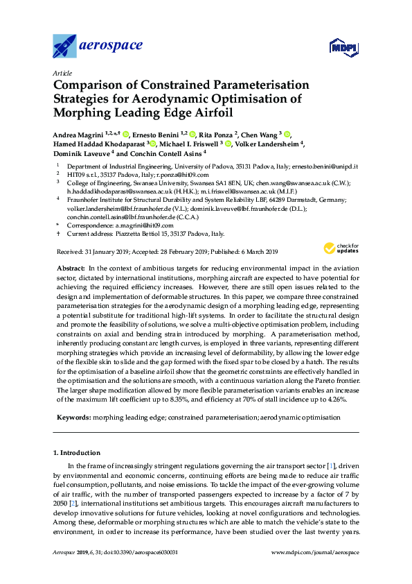 (PDF) Comparison of Constrained Parameterisation Strategies for Aerodynamic Optimisation of ...