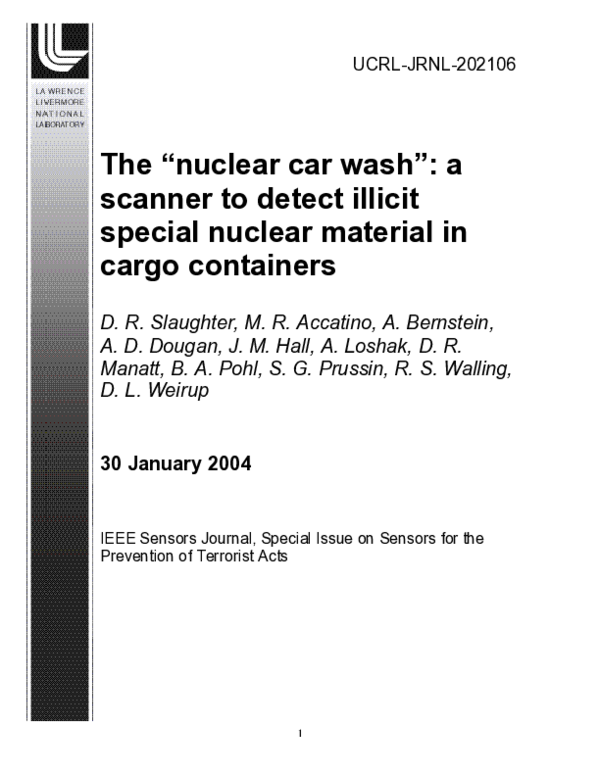 (PDF) The "nuclear car wash": a scanner to detect illicit special ...