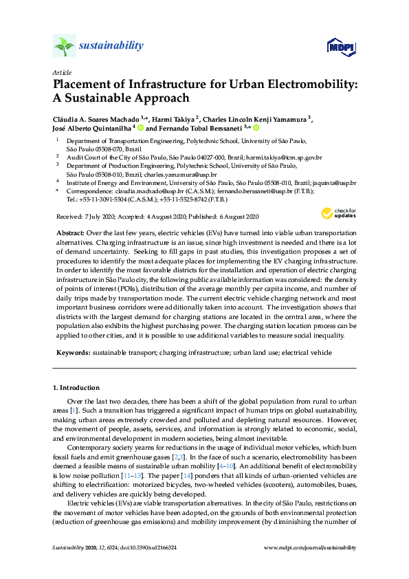 (PDF) Placement of Infrastructure for Urban Electromobility: A Sustainable Approach