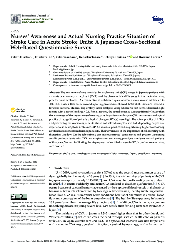 (PDF) Nurses’ Awareness and Actual Nursing Practice Situation of Stroke ...