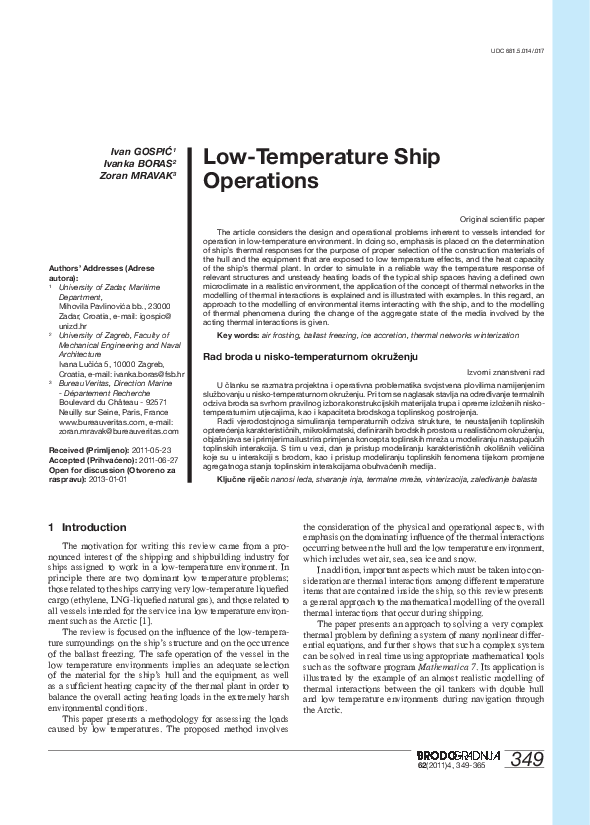 (PDF) Low-Temperature Ship Operations